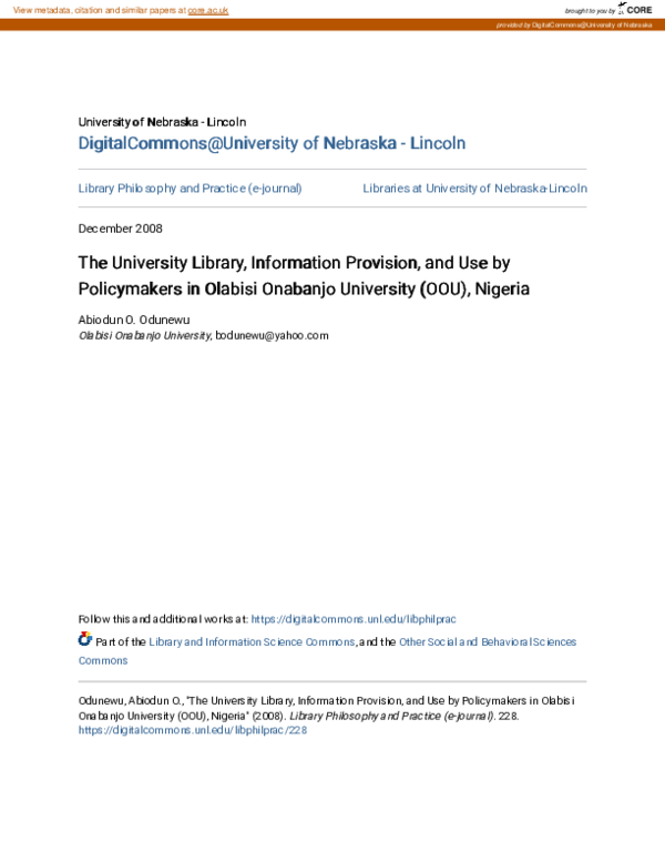 (PDF) The University Library, Information Provision, and Use by ...
