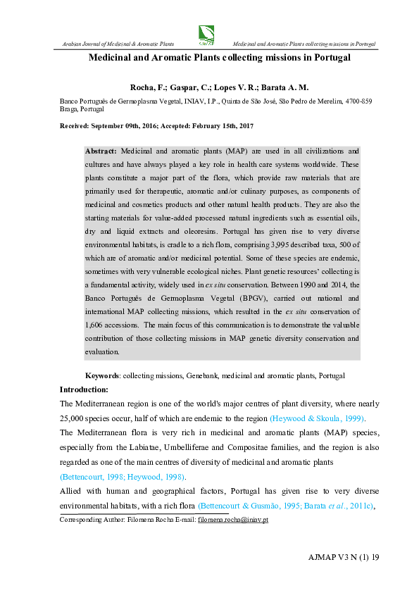 (PDF) Arabian Journal of Medicinal & Aromatic Plants Medicinal and ...