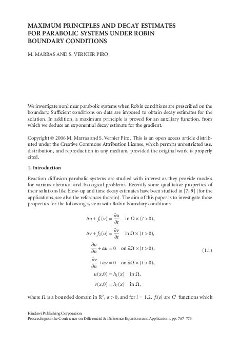 (PDF) Maximum principles and decay estimates for parabolic systems ...
