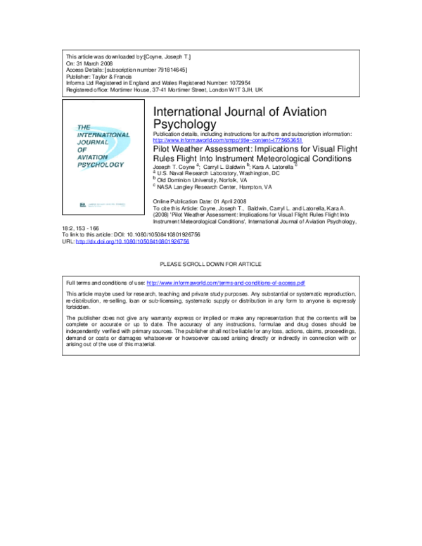 (PDF) Pilot Weather Assessment: Implications for Visual Flight Rules ...