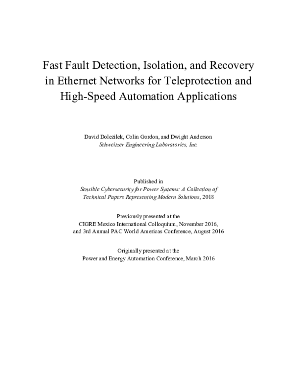 Pdf Fast Fault Detection Isolation And Recovery In Ethernet