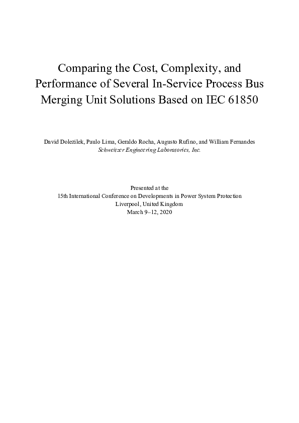 (PDF) Comparing the cost, complexity, and performance of several in-service process bus merging ...