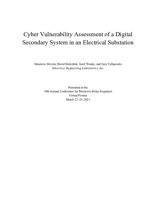 (PDF) Cyber Vulnerability Assessment of a Digital Secondary System in ...