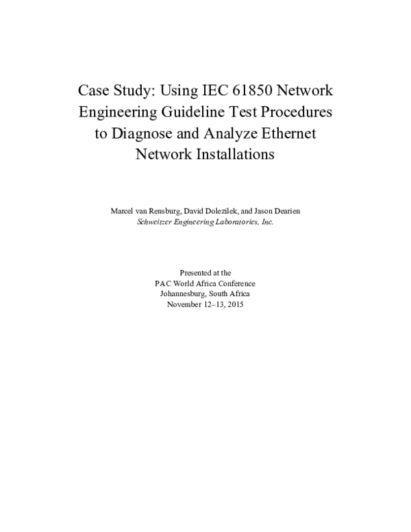(PDF) Study : Using IEC 61850 Network Engineering Guideline Test ...
