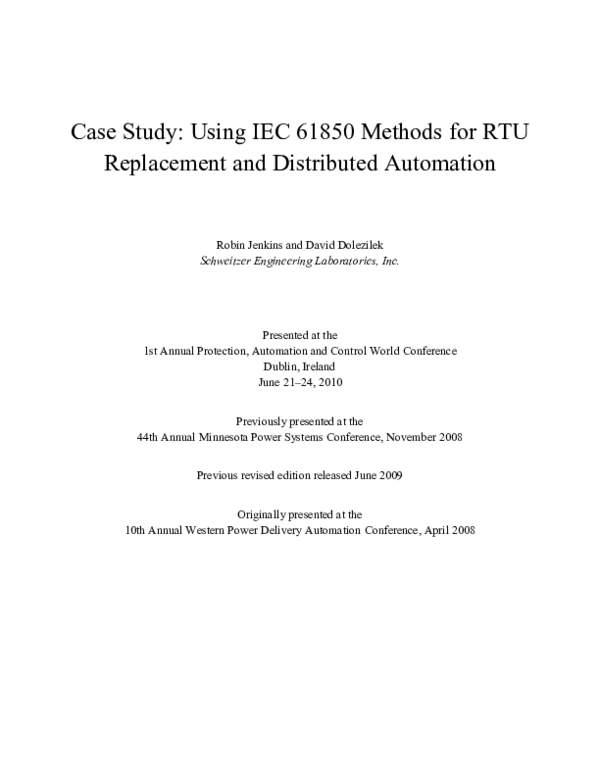 (PDF) Study : Using IEC 61850 Methods for RTU Replacement and ...
