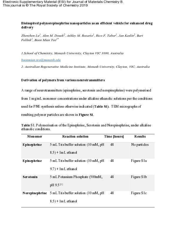 (PDF) Bioinspired polynorepinephrine nanoparticles as an efficient ...