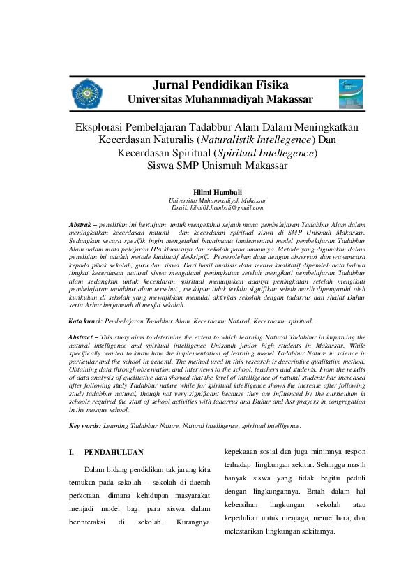 (PDF) Eksplorasi Pembelajaran Tadabbur Alam Dalam Meningkatkan ...