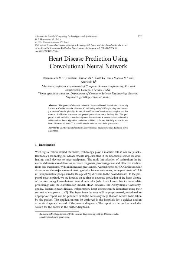 (PDF) Heart Disease Prediction Using Convolutional Neural Network