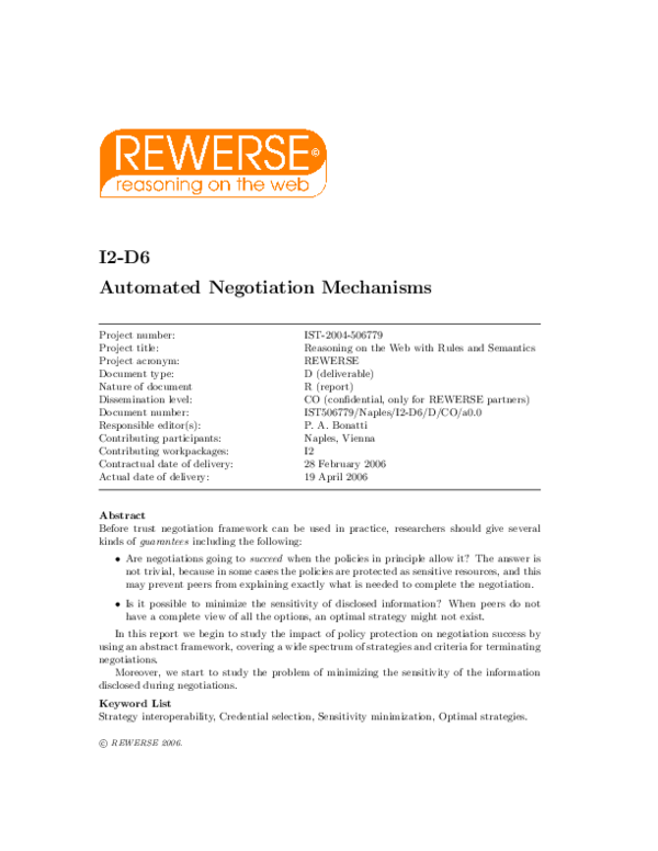 (PDF) Automated Negotiation Mechanisms