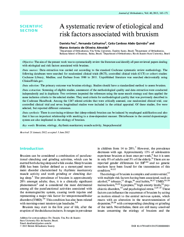 (PDF) A systematic review of etiological and risk factors associated ...