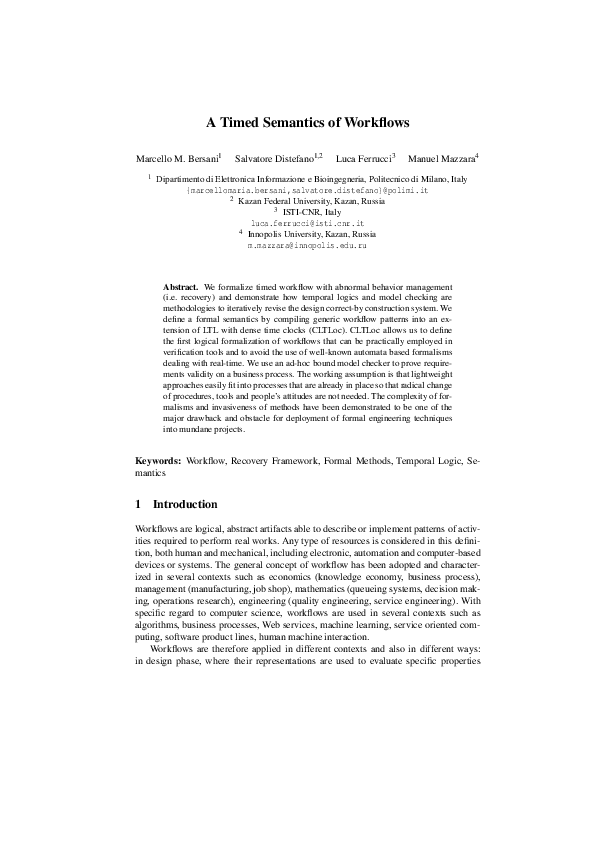 (PDF) A Timed Semantics of Workflows