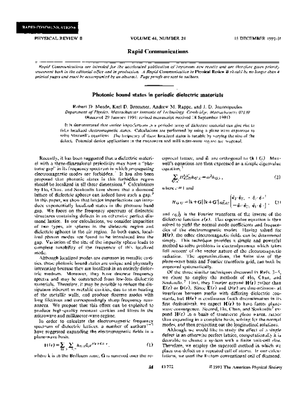 (PDF) Photonic bound states in periodic dielectric materials