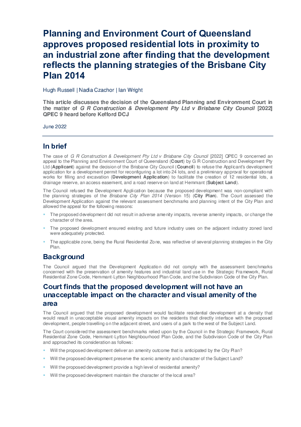 (PDF) Planning and Environment Court of Queensland approves proposed ...