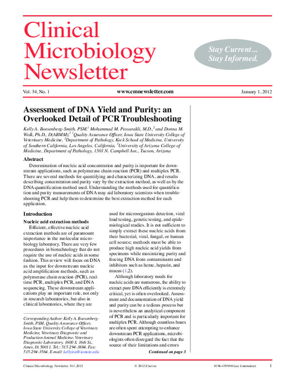 (PDF) Assessment of DNA Yield and Purity: an Overlooked Detail of PCR ...