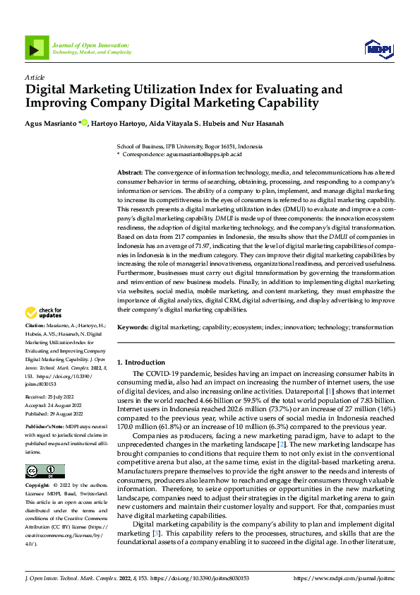 (PDF) Digital Marketing Utilization Index for Evaluating and Improving Company Digital Marketing ...