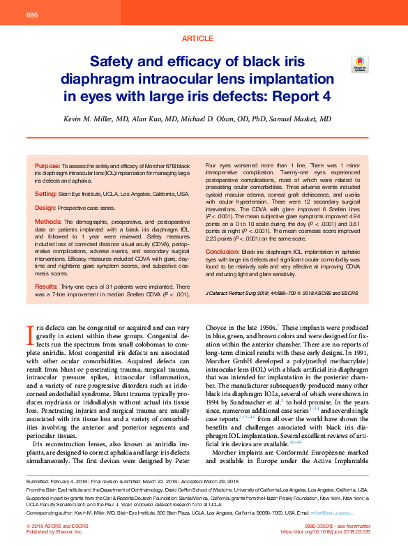 (PDF) Safety and efficacy of black iris diaphragm intraocular lens ...