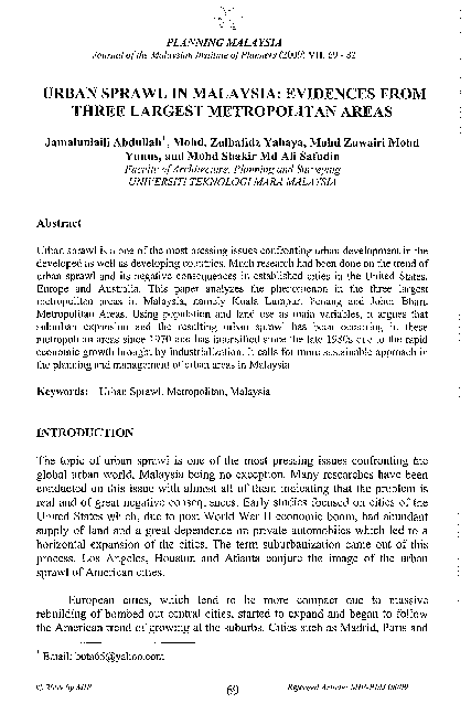 (PDF) Urban Sprawl in Malaysia: Evidences from Three Largest ...