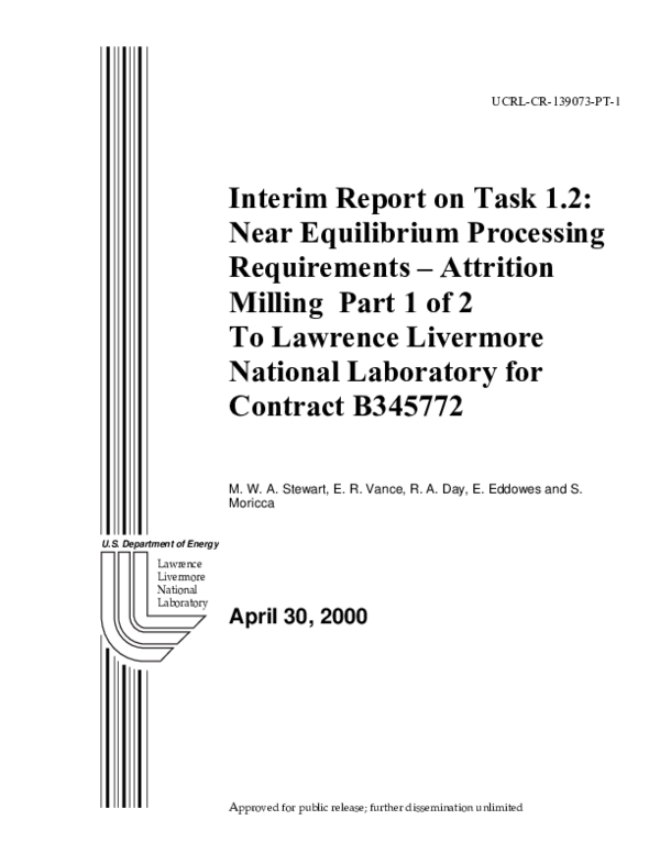 (PDF) Interim report on task 1.2: near equilibrium processing ...