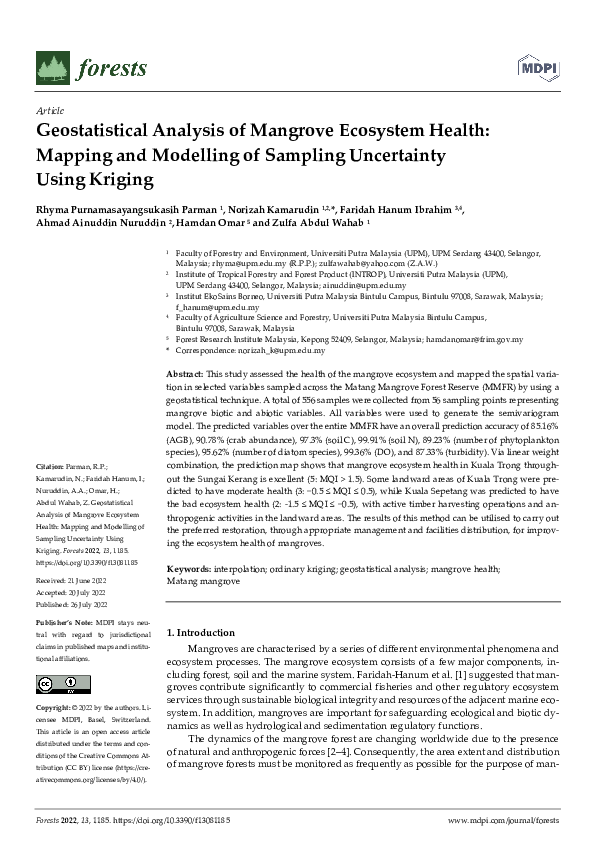 (PDF) Geostatistical Analysis of Mangrove Ecosystem Health: Mapping and Modelling of Sampling ...