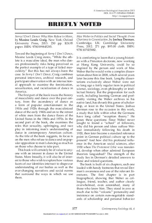(PDF) Sorry I Don’t Dance: Why Men Refuse to Move