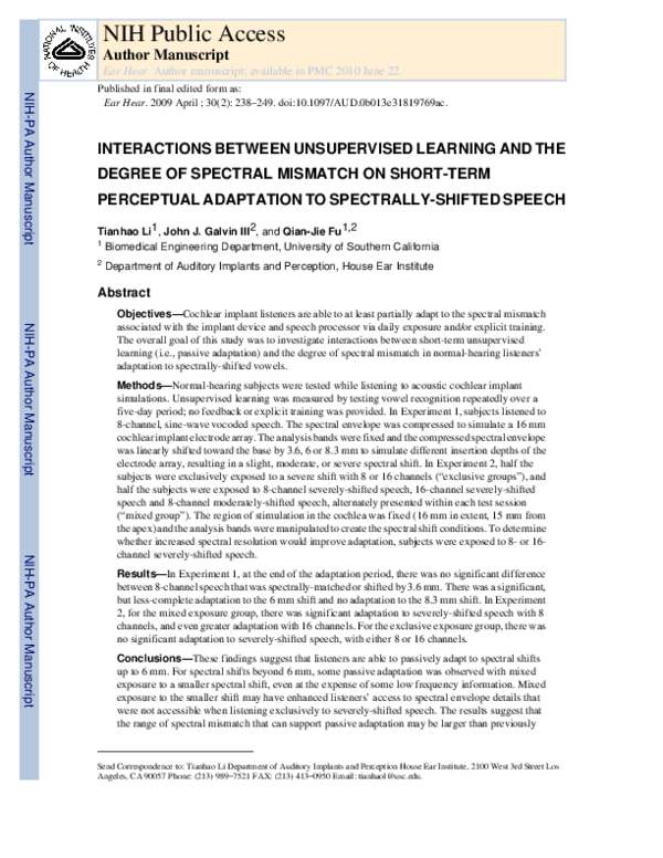 Pdf Interactions Between Unsupervised Learning And The Degree Of Spectral Mismatch On Short