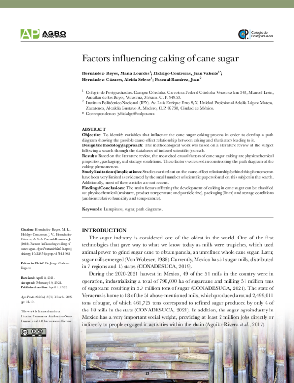 (PDF) Factors influencing caking of cane sugar