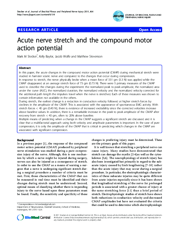 (PDF) Acute nerve stretch and the compound motor action potential