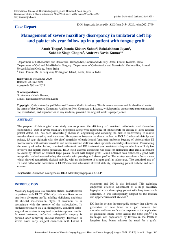 (PDF) Management of severe maxillary discrepancy in unilateral cleft lip and palate: six year ...