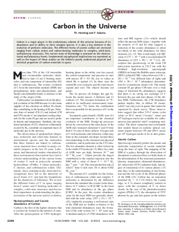 (PDF) Carbon in the Universe