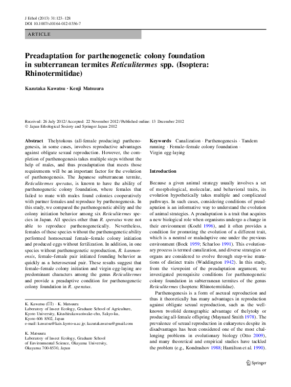 (PDF) Preadaptation for parthenogenetic colony foundation in ...
