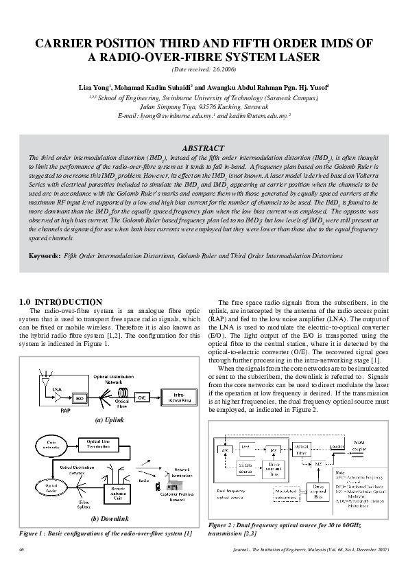 (PDF) Carrier position third and fifth order IMDs of a radio-over-fibre ...