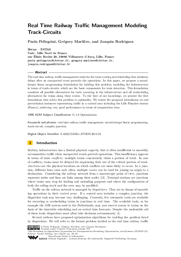 (PDF) Real Time Railway Traffic Management Modeling Track-Circuits