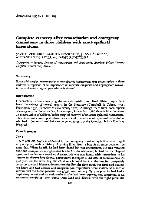 (PDF) Complete recovery after resuscitation and emergency craniotomy in ...