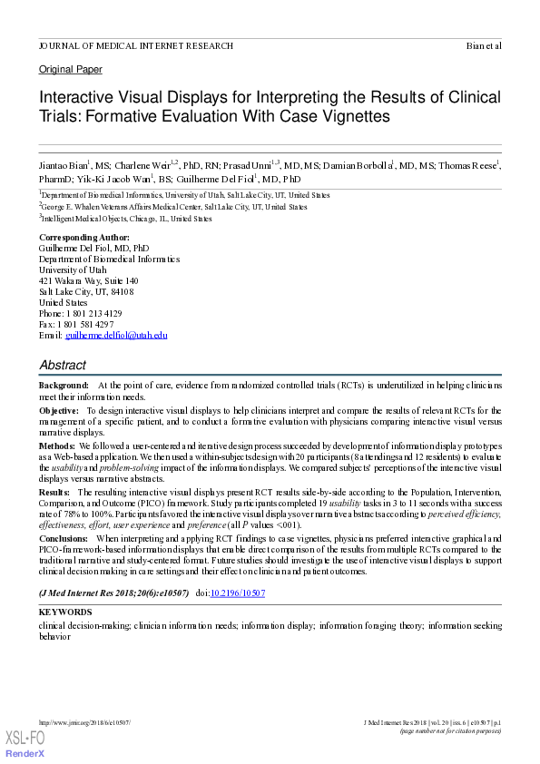 (PDF) Interactive Displays for Clinical Trial Results