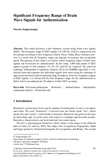 (PDF) Significant Frequency Range of Brain Wave Signals for Authentication