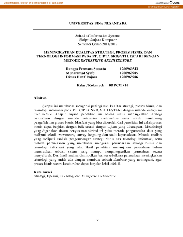 (PDF) Meningkatkan Kualitas Strategi, Proses Bisnis, Dan Teknologi ...