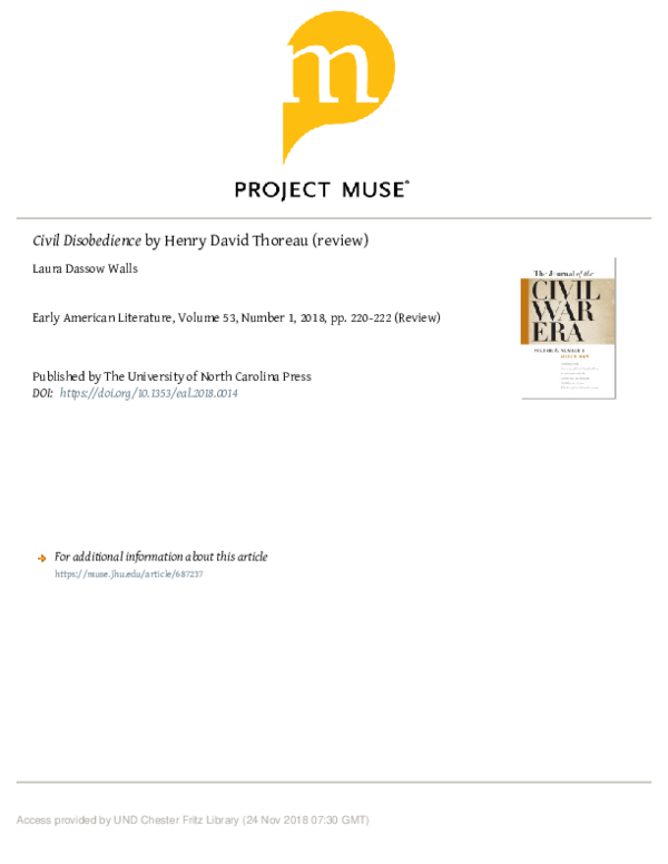 (PDF) Civil Disobedience by Henry David Thoreau