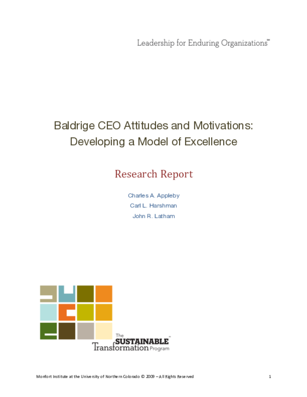 (PDF) Baldrige CEO Attitudes and Motivations: Developing a Model of ...