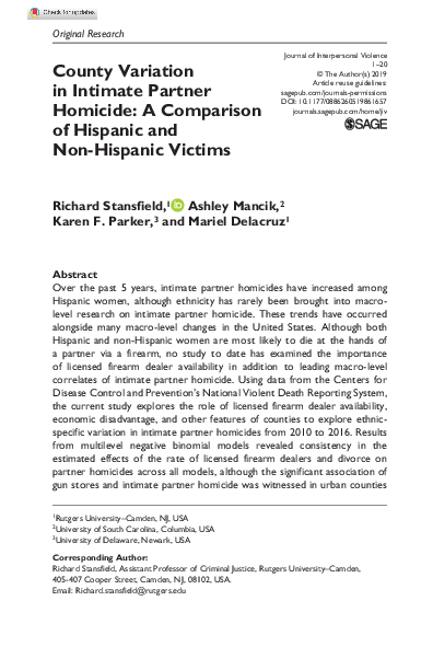 (PDF) County Variation in Intimate Partner Homicide: A Comparison of ...