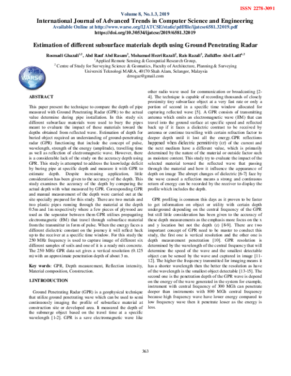 Pdf Estimation Of Different Subsurface Materials Depth Using Ground