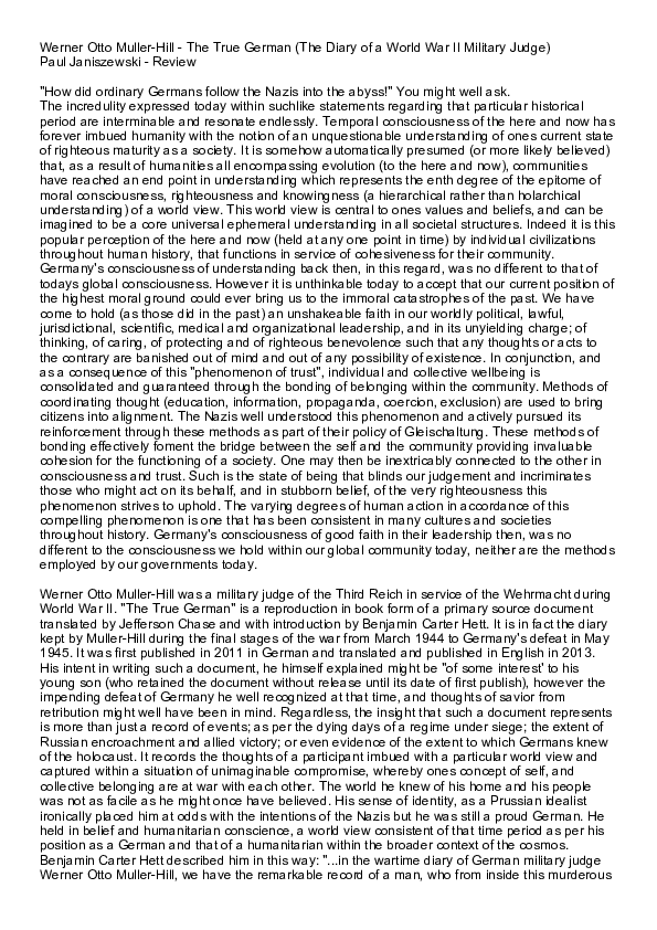 (PDF) Werner Otto Muller Hill - The True German/ Paul Janiszewski - Review
