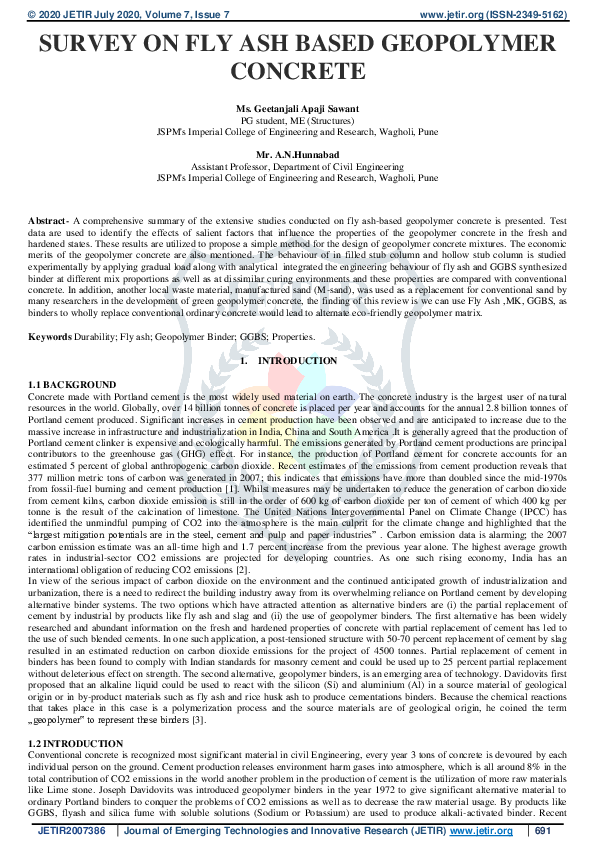 (PDF) Survey on Fly Ash Based Geopolymer Concrete