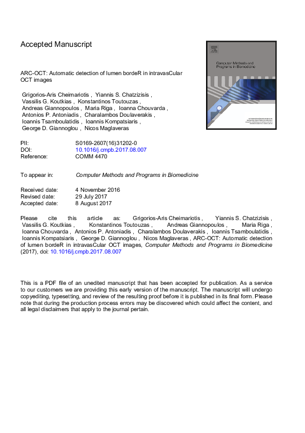 (PDF) ARC OCT: Automatic detection of lumen border in intravascular OCT ...