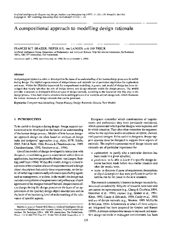 (PDF) A compositional approach to modelling design rationale