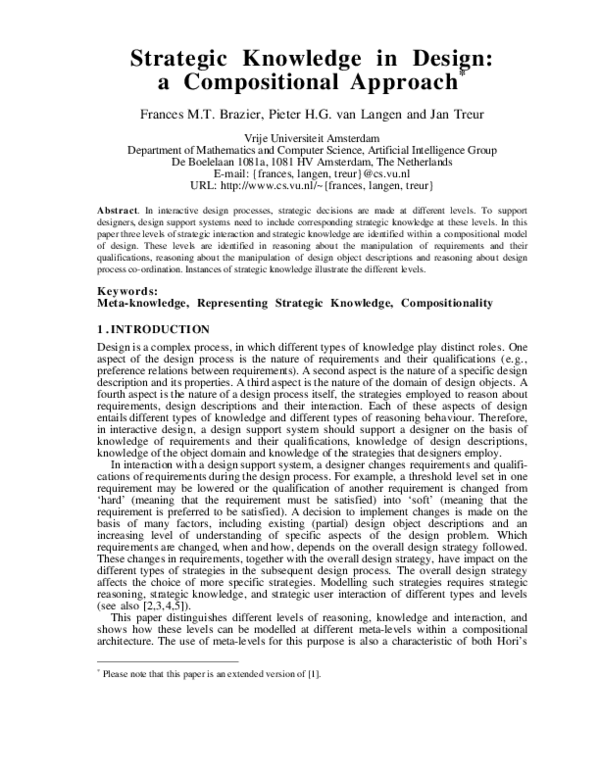 (PDF) Strategic Knowledge in Compositional Design Models
