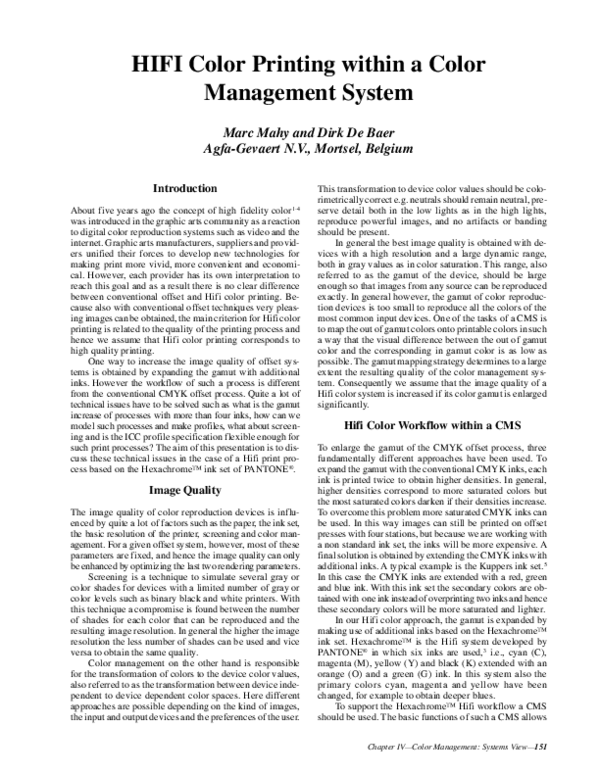 (PDF) HIFI Color Printing within a Color Management System