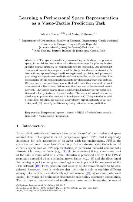 (PDF) Learning a Peripersonal Space Representation as a Visuo-Tactile ...