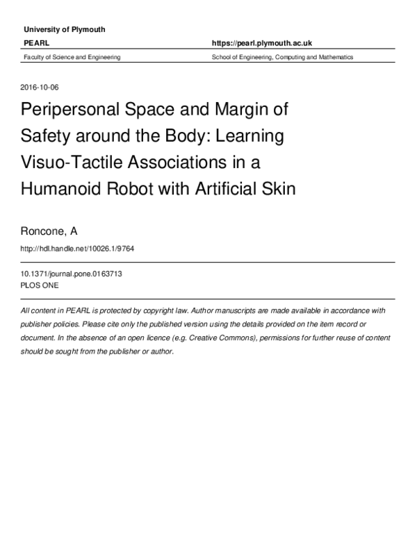 (PDF) Peripersonal Space and Margin of Safety around the Body: Learning ...