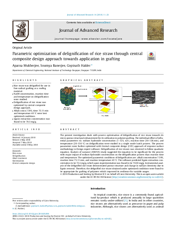 (PDF) Parametric optimization of delignification of rice straw through central composite design ...