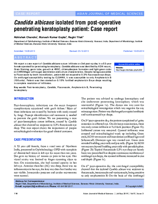 (PDF) Candida albicans isolated from post-operative penetrating ...